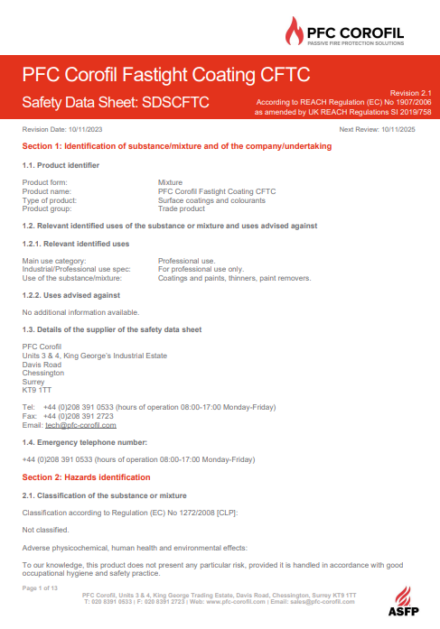 PFC Corofil Fastight Coating | PFC Corofil